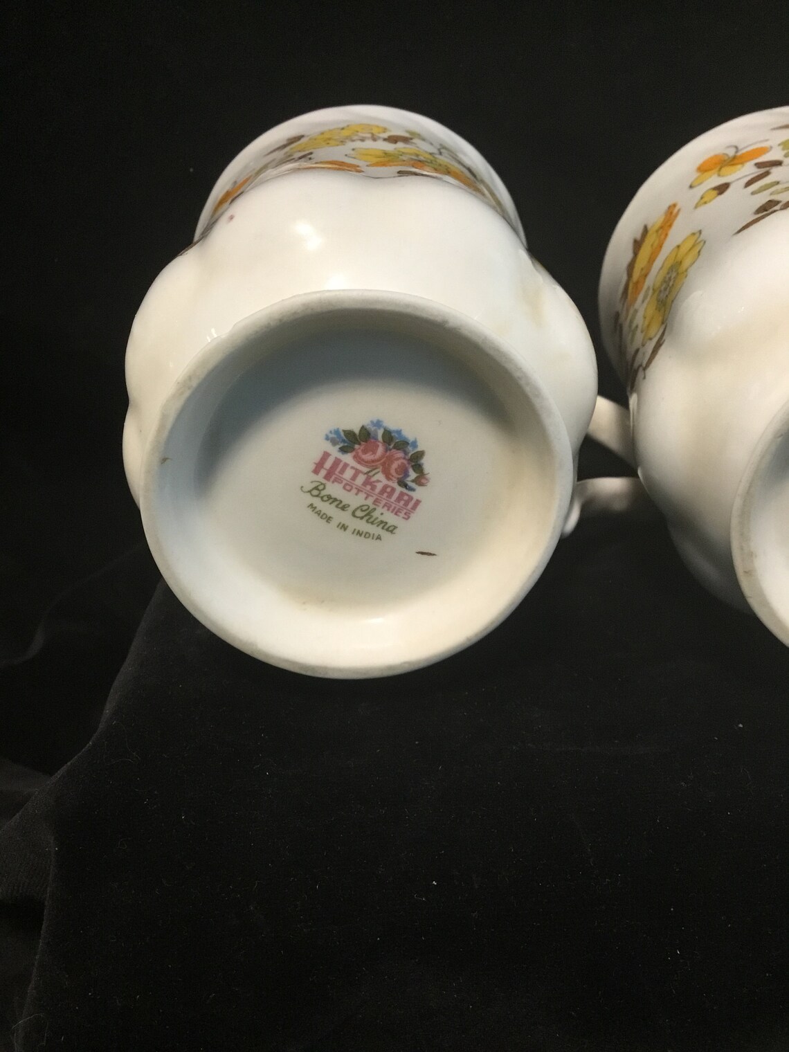 Vintage Hitkari Fine Bone China Floral Teacups, Set of Two, 70s Tea and ...