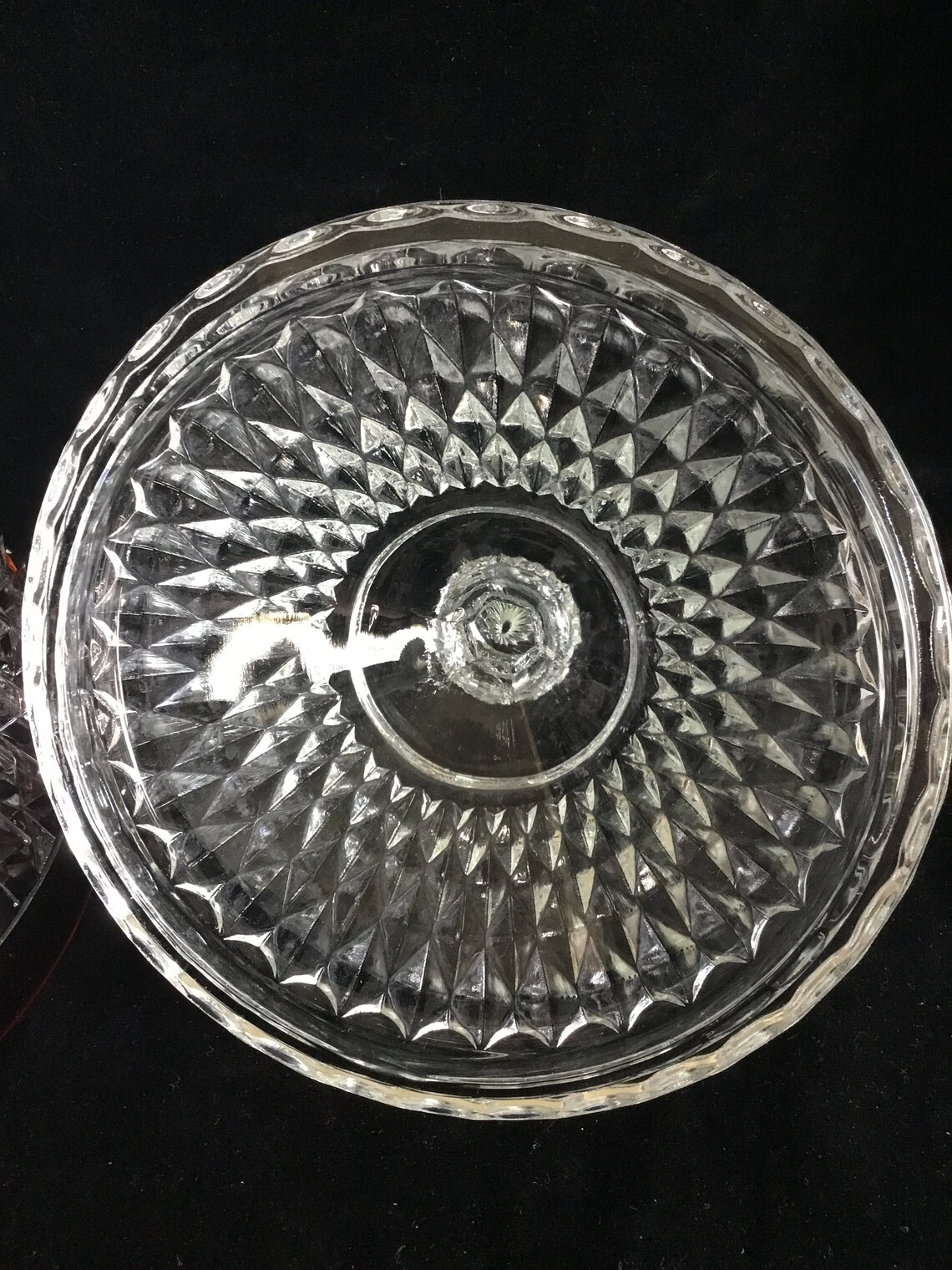 Vintage, Diamond Point by Indiana Glass, Ice Bucket With Lid Ruby Band ...