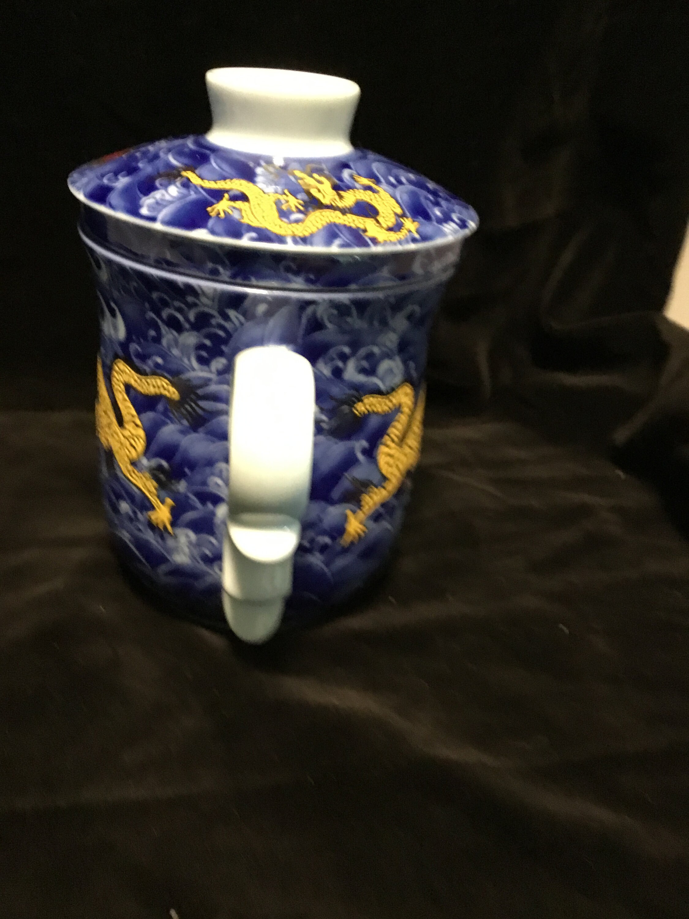 Lovely Chinese Porcelain Tea Cup Mug With Lid & Infuser Blue - Etsy