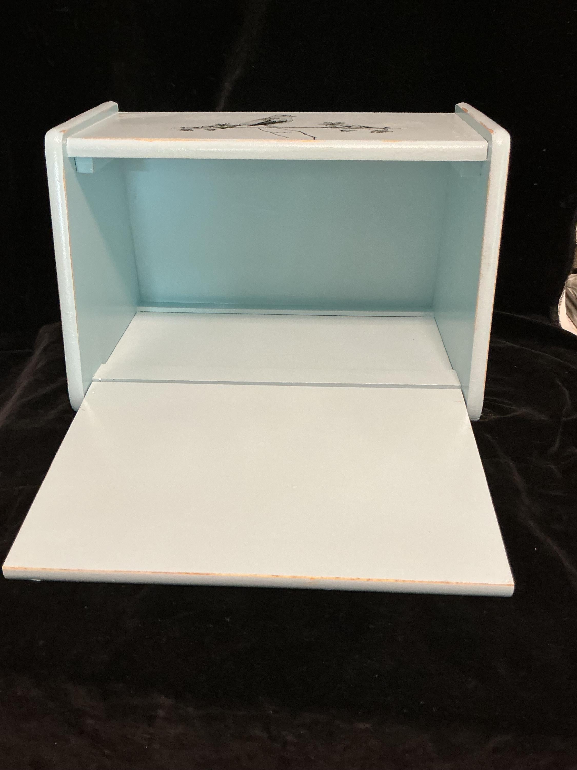 Shabby Chic Pale Teal Bread Box With Bird Appliqué | Hand Painted ...