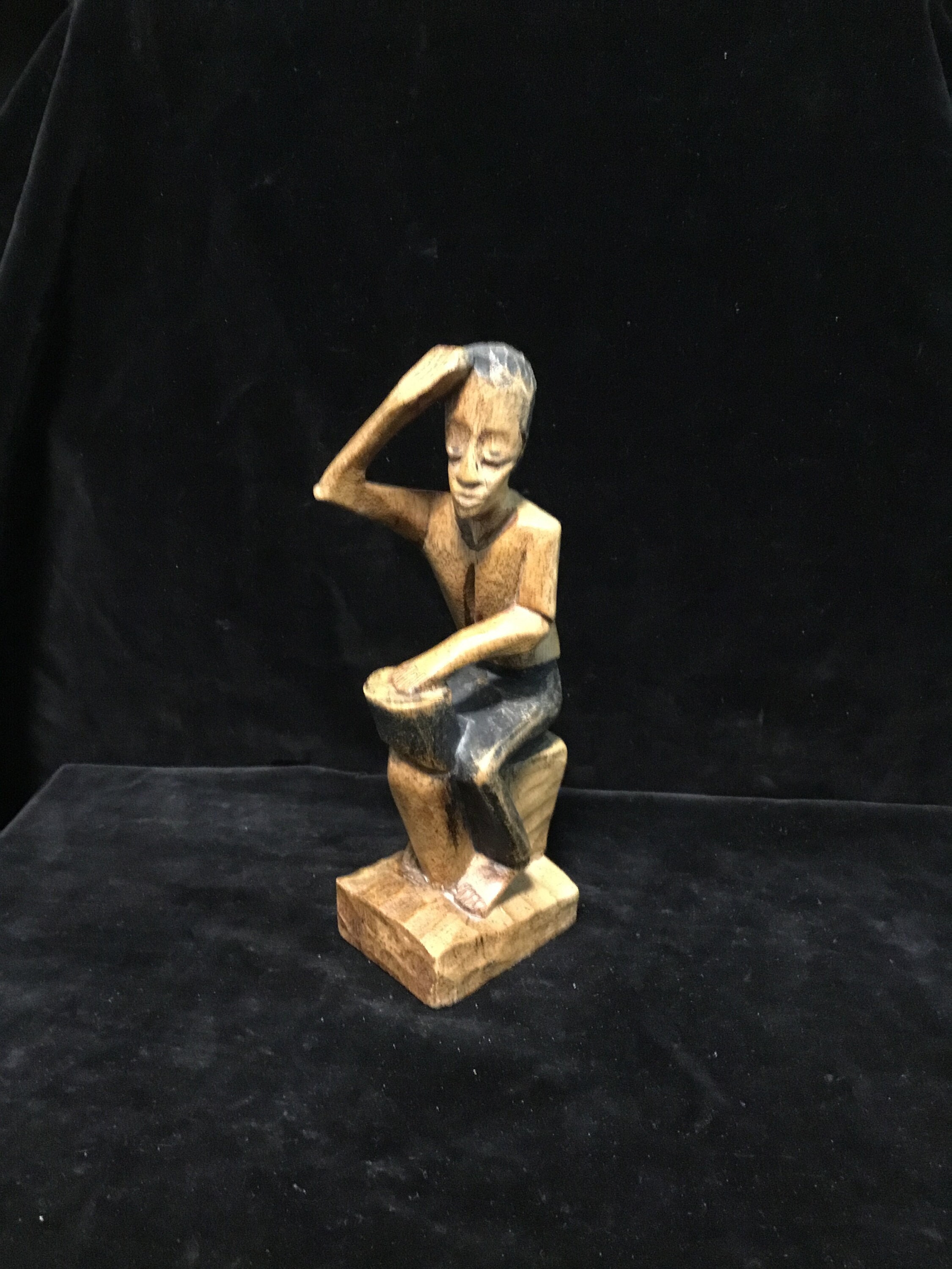 Vintage African Wooden Carved Figure Sculpture Seated Drummer - Etsy