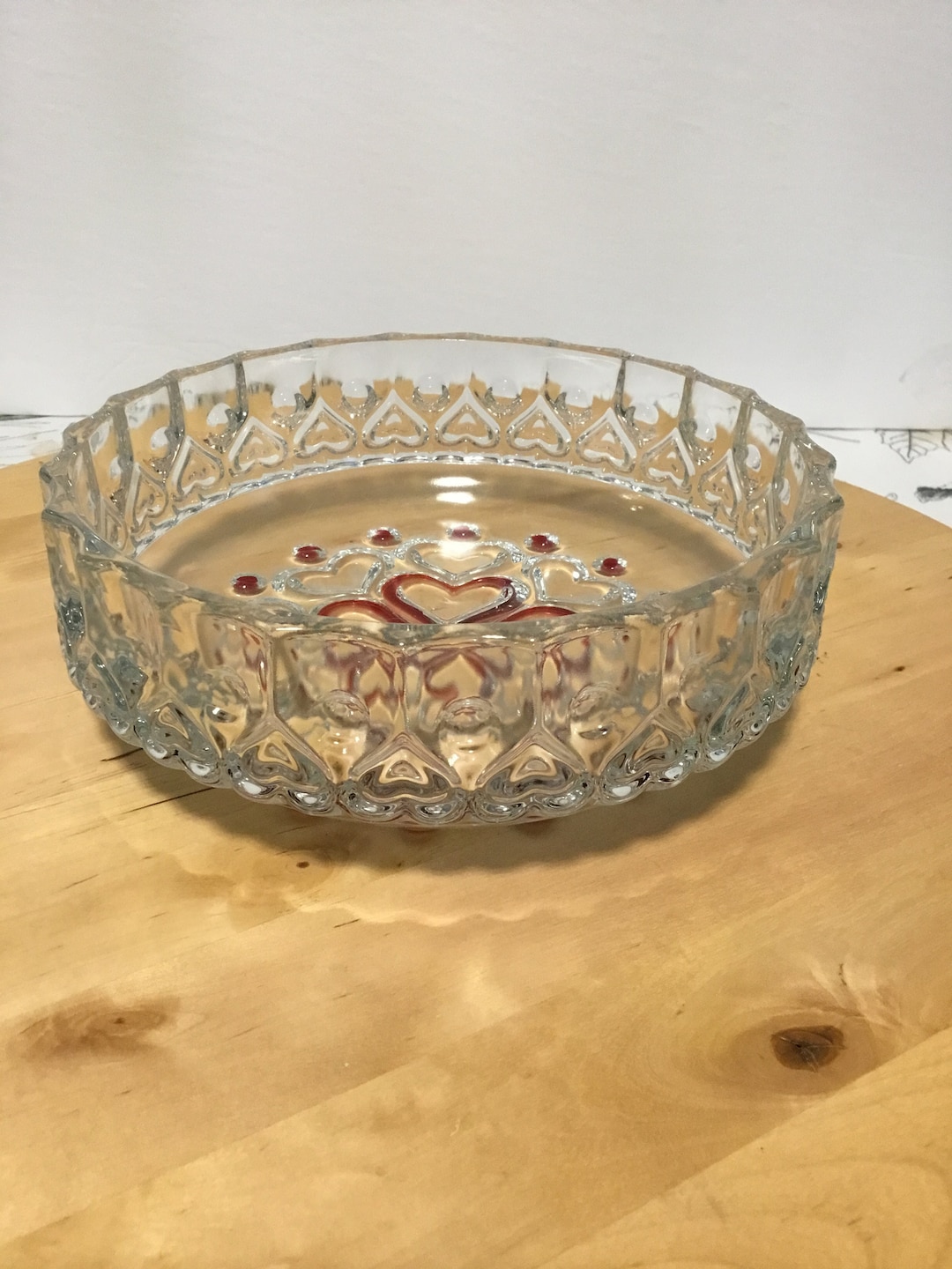 RARE! Vintage Walther Glass Crystal Bowl Featuring Glass Hearts- Made ...