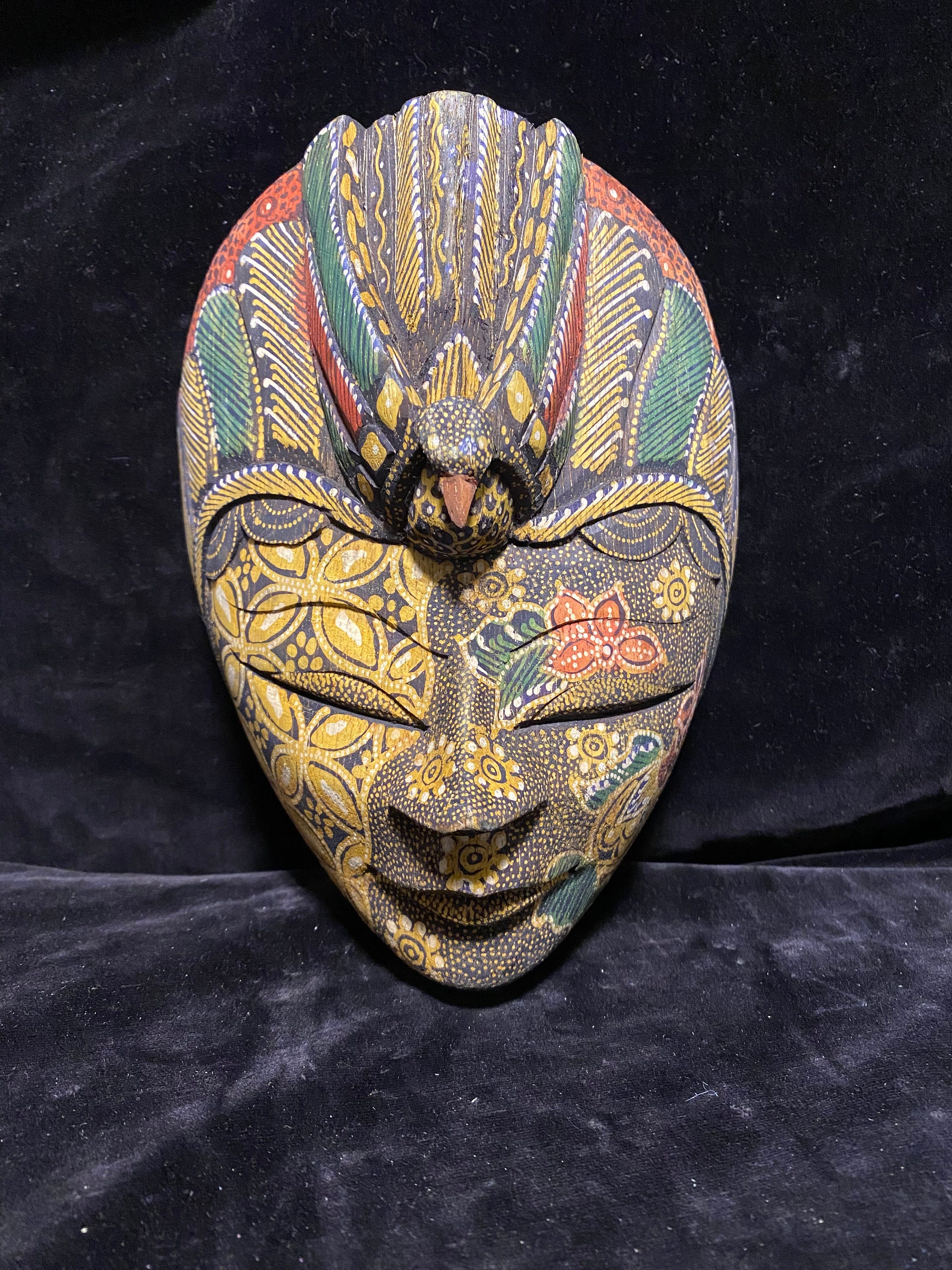 Unique Bali Light Wood Batik Topeng Indonesian Wall Mask - Etsy