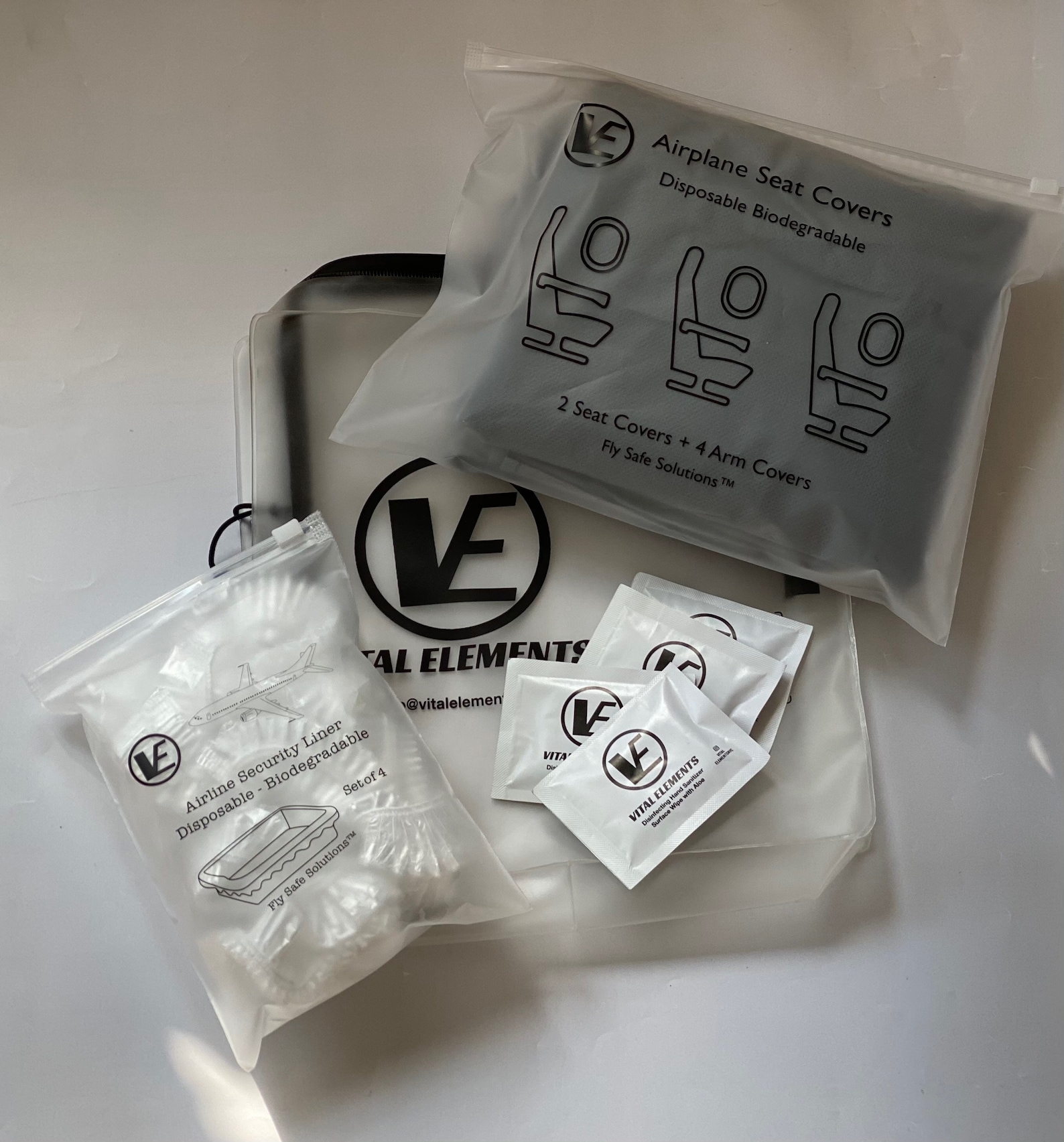 Travel Safety Pack Airline Seat and Armrest Covers , TSA Tray Liners ...