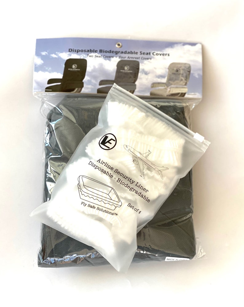 Airline Seat and Armrest Covers and TSA Tray Liners Combo Pack Both ...