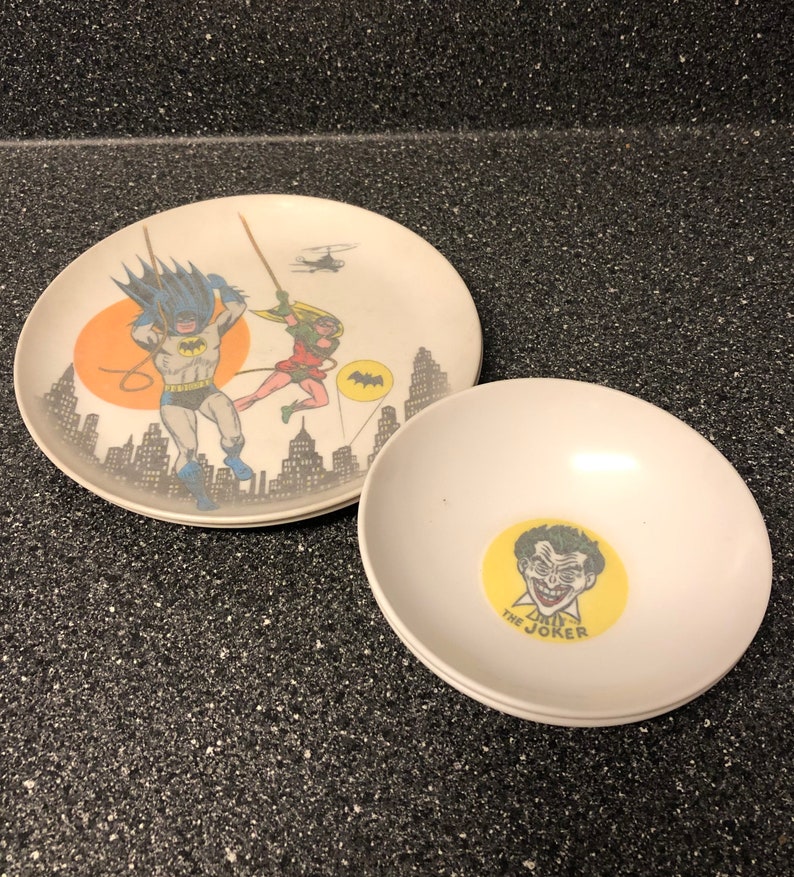 Vintage Pair of 1966 Sun Valley Batman Plate and Joker Bowl Set / Two ...