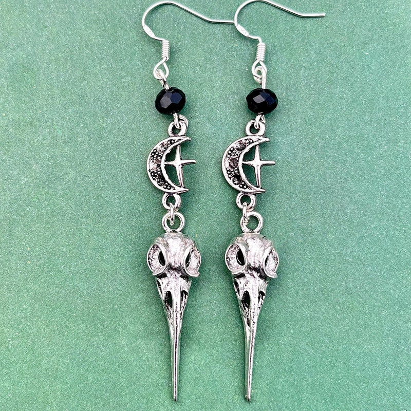 Raven Earrings Necklace - Etsy UK