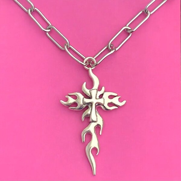 Large Cross Necklace - Etsy
