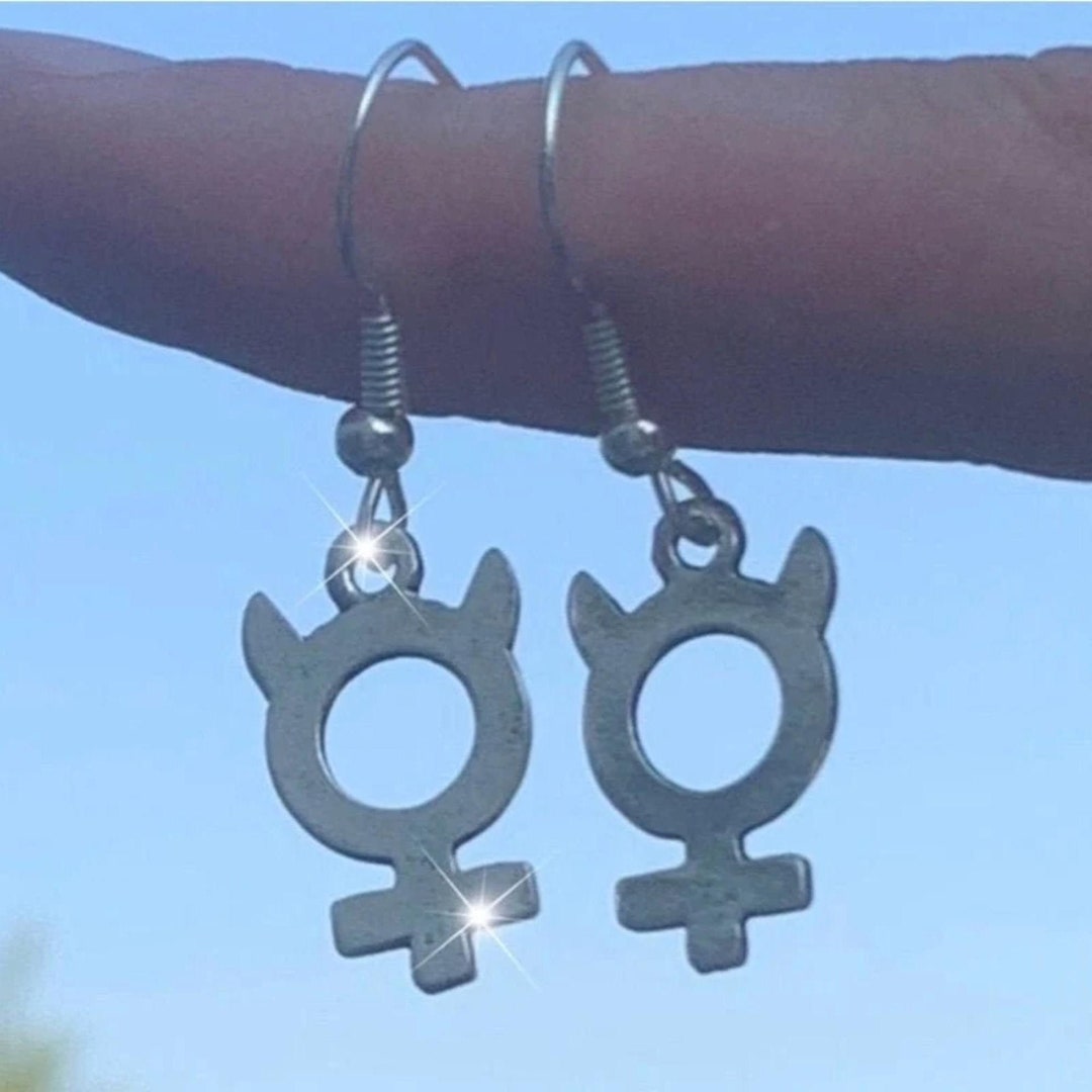 Female Symbol Earrings, Women Symbol Earrings, Devil Female Earrings ...