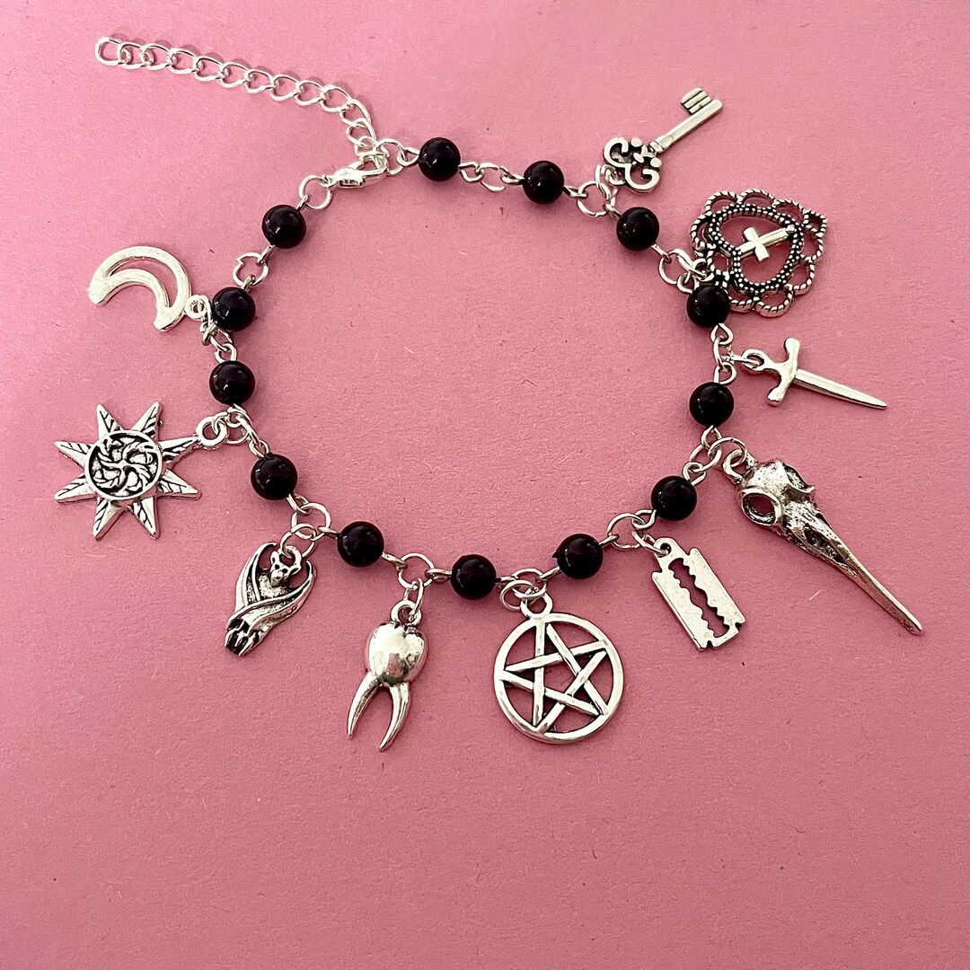 Goth Charm Bracelet, Gothic Bracelet, Gothic Jewelry, Whimsigoth ...