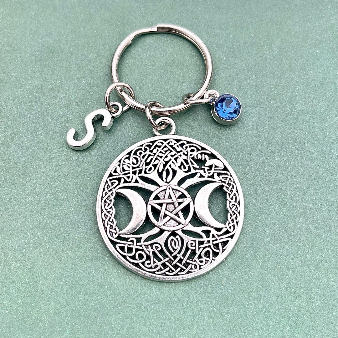 Viking Triple Moon Goddess Keyring, Tree of Life Keychain, Pentagram ...