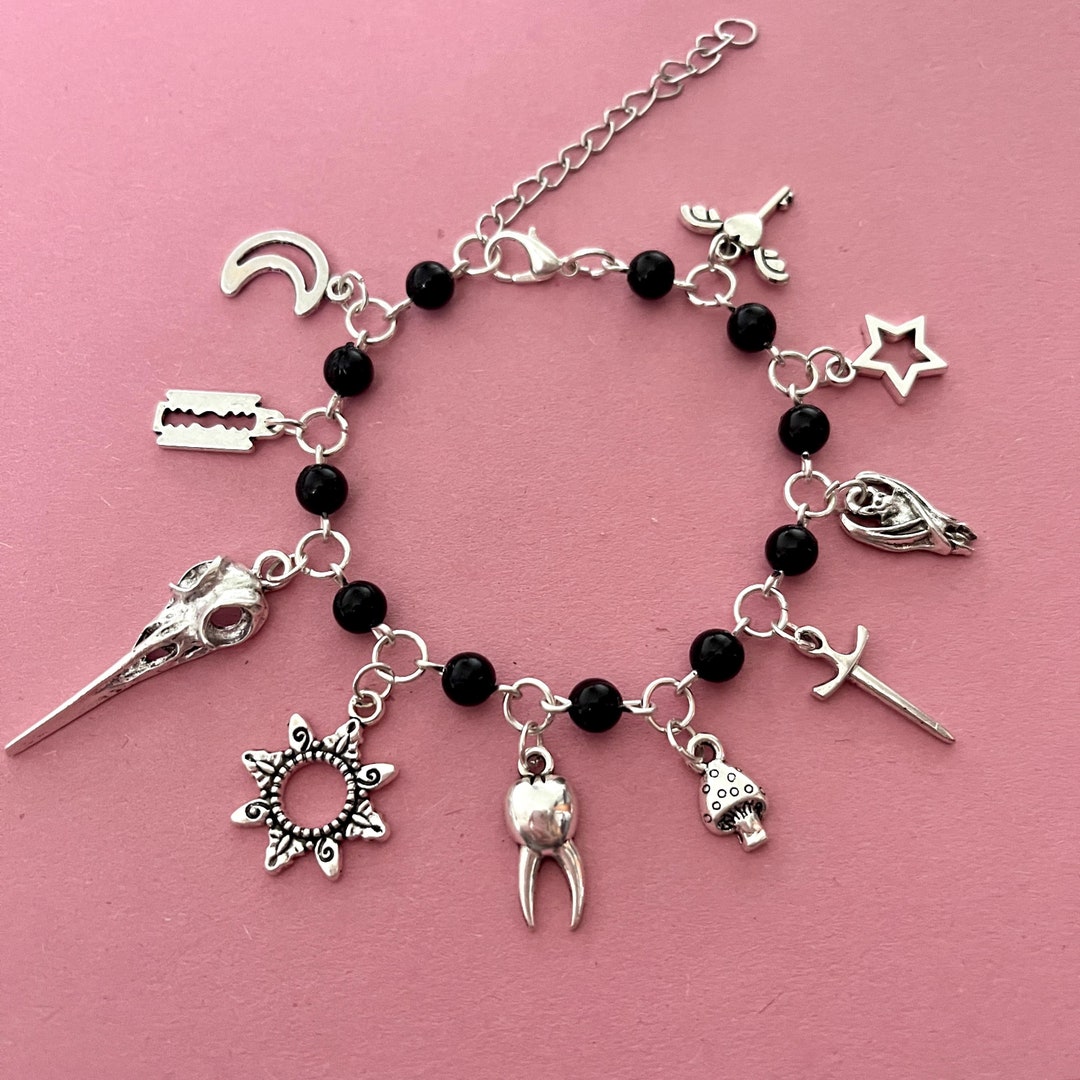 Goth Charm Bracelet, Gothic Bracelet, Gothic Jewelry, Whimsigoth ...