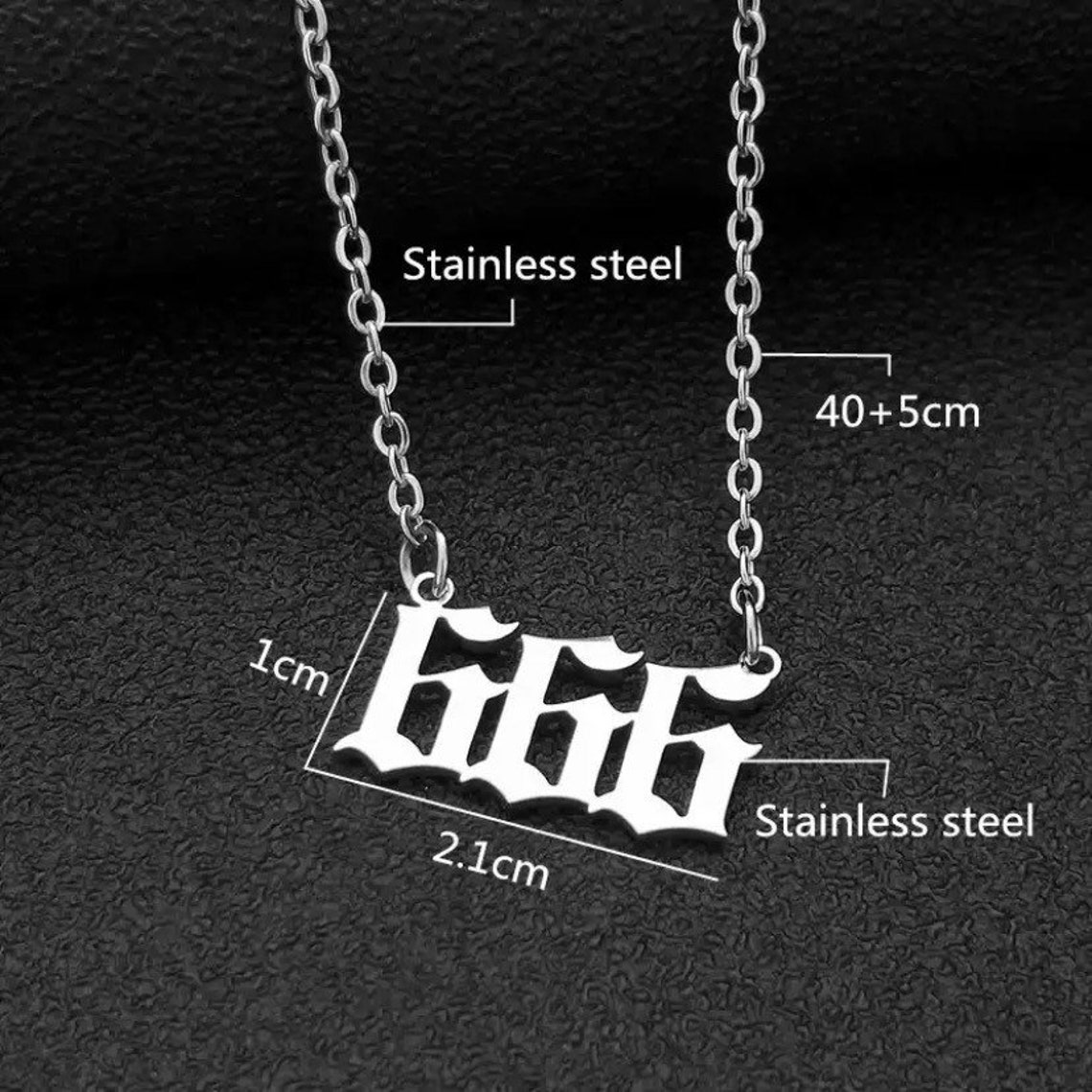 666 Devil Silver Stainless Steel Chain Necklace Old English | Etsy