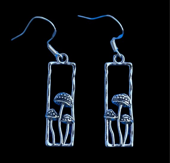 Silver Toadstool Earrings Mushroom Earrings Cottagecore | Etsy