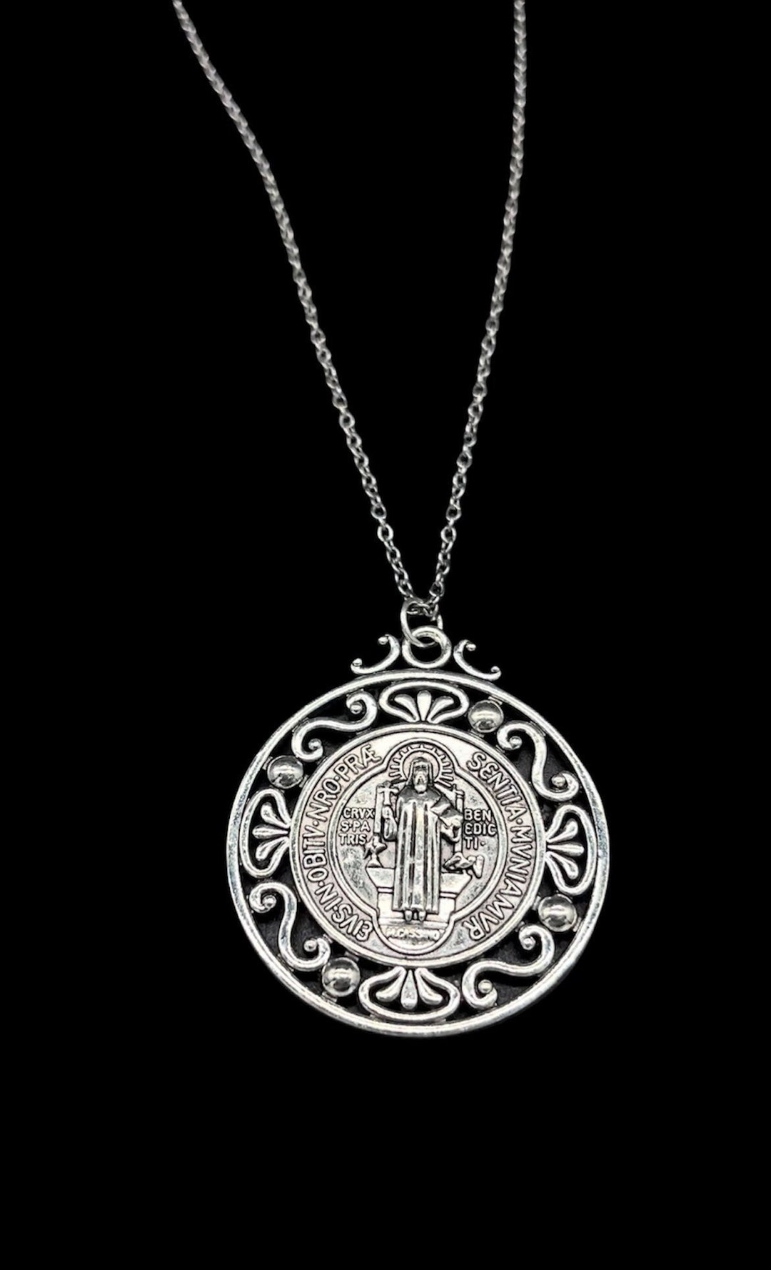 St Benedict Necklace Benedict Medallion Pendant Chain - Etsy