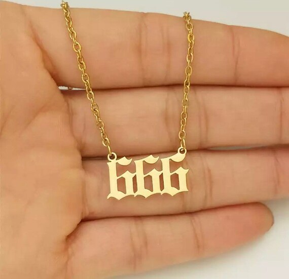 666 Devil Stainless Steel Silver Chain Necklace Old English | Etsy