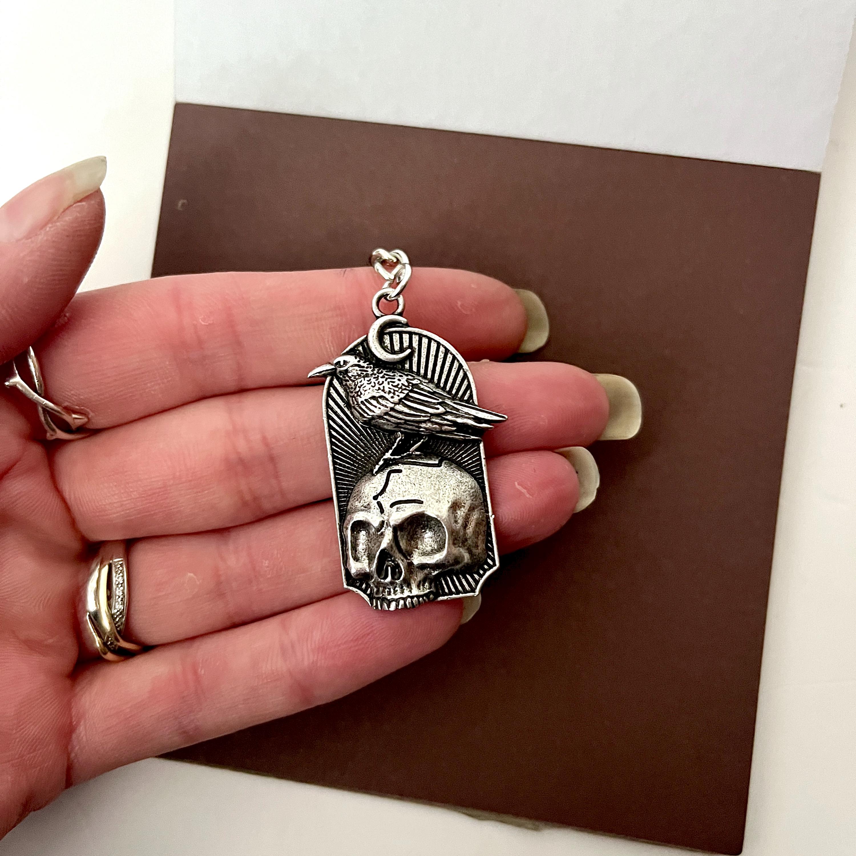 Viking Odin's Raven Keyring, Raven Skull Keychain, Crescent Moon, Norse ...