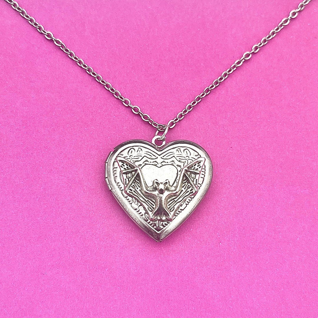 Bat Locket Necklace, Gothic Jewelry, Goth Necklace, Vampire Jewelry ...