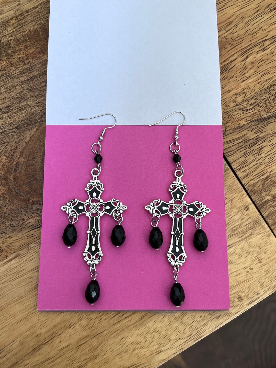 Large Cross Earrings, Silver Cross Earrings, Gothic Cross Earrings ...