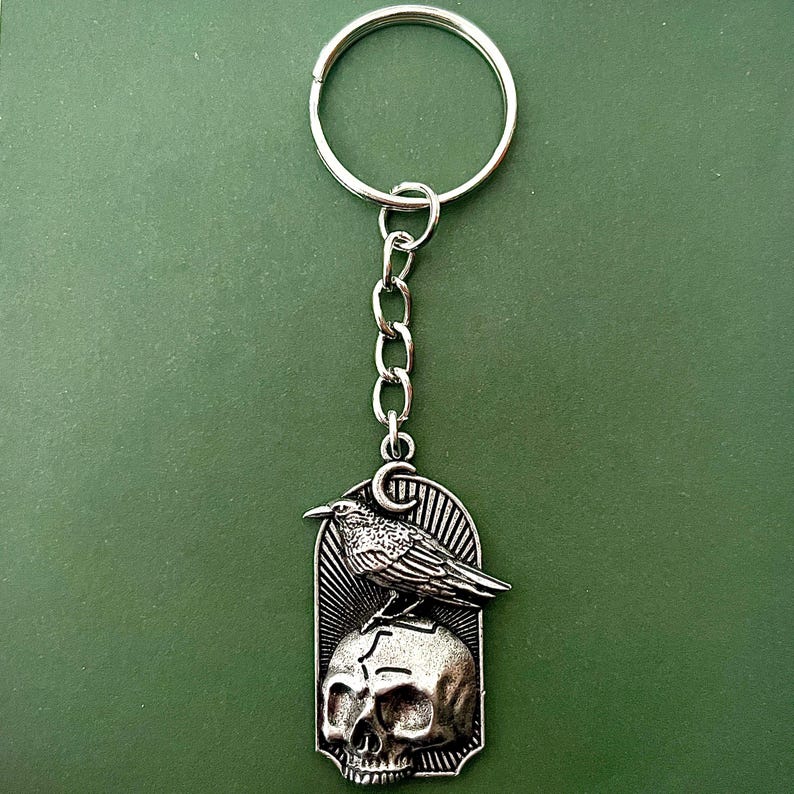 Viking Odin's Raven Keyring, Raven Skull Keychain, Norse Mythology ...