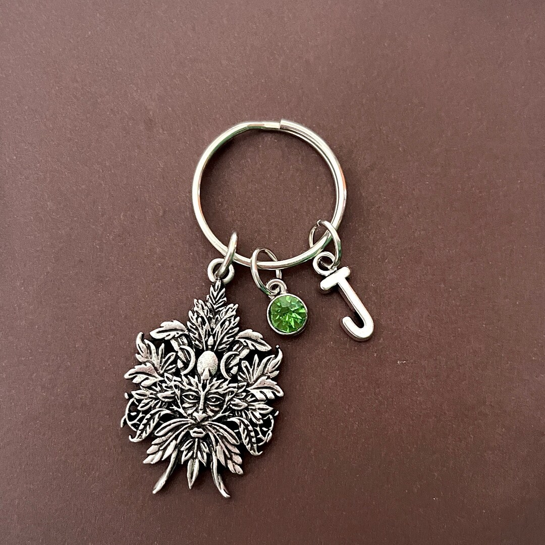 Green Man Keyring, Personalised Pagan Keychain, Custom Pagan Gift ...