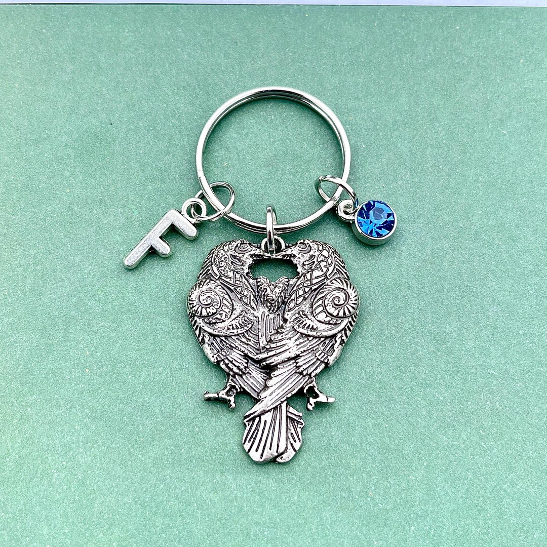 Hugin and Munin Keyring, Odin's Raven Keychain, Silver Crow Keyring ...
