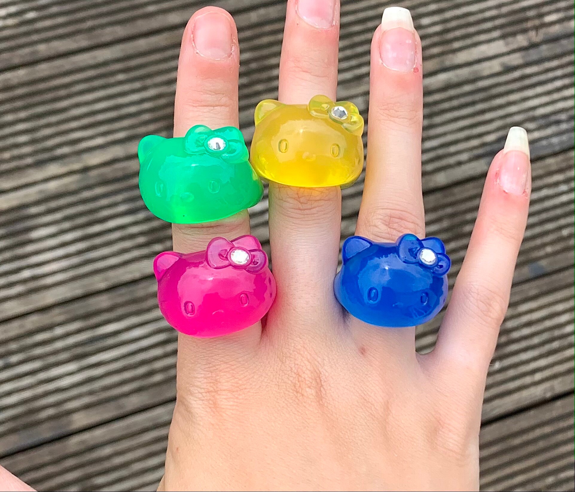 Hello Kitty Chunky Colorful Plastic Ring Y2K | Etsy