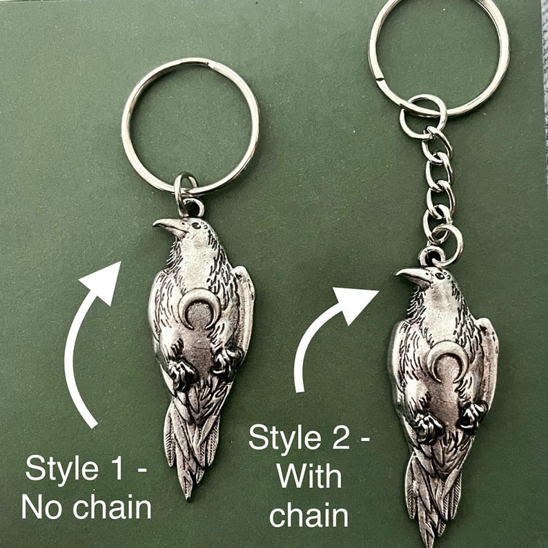 Viking Odin's Raven Keyring, Silver Crow Keychain, Norse Viking Gift ...