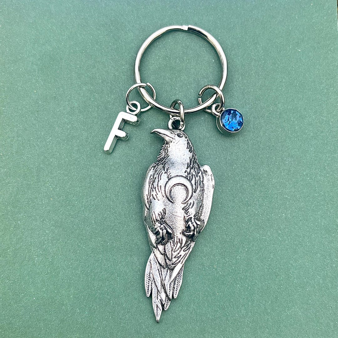 Viking Odin's Raven Keyring, Crow Keychain, Personalised Norse Viking ...
