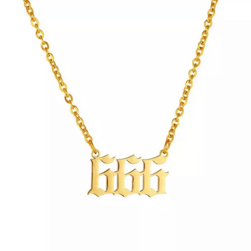 666 Devil Number Gold Stainless Steel Pendant Chain Necklace | Etsy