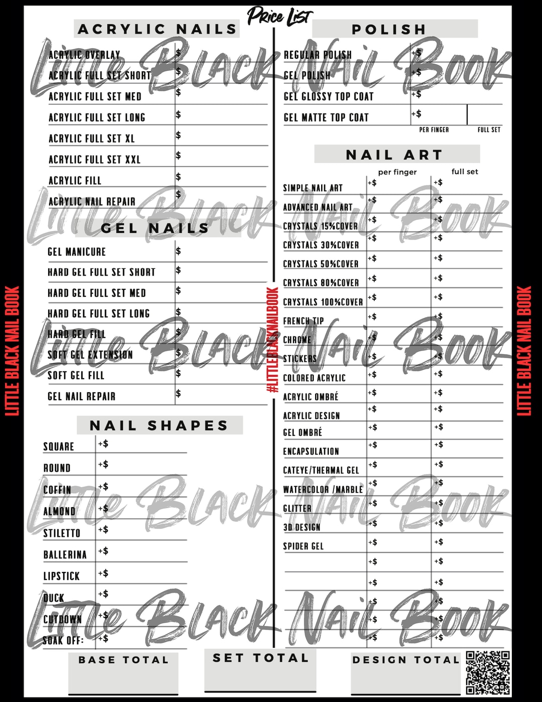 Printable Price List Worksheet / Desk Display - Etsy