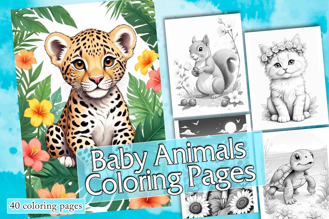 40 Baby Animals Coloring Book Pages, Buildings Coloring Sheets ...