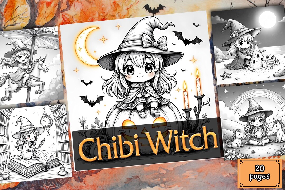 Chibi Witch, Cute Fantasy Coloring Pages, Coloring Pages for Relax ...
