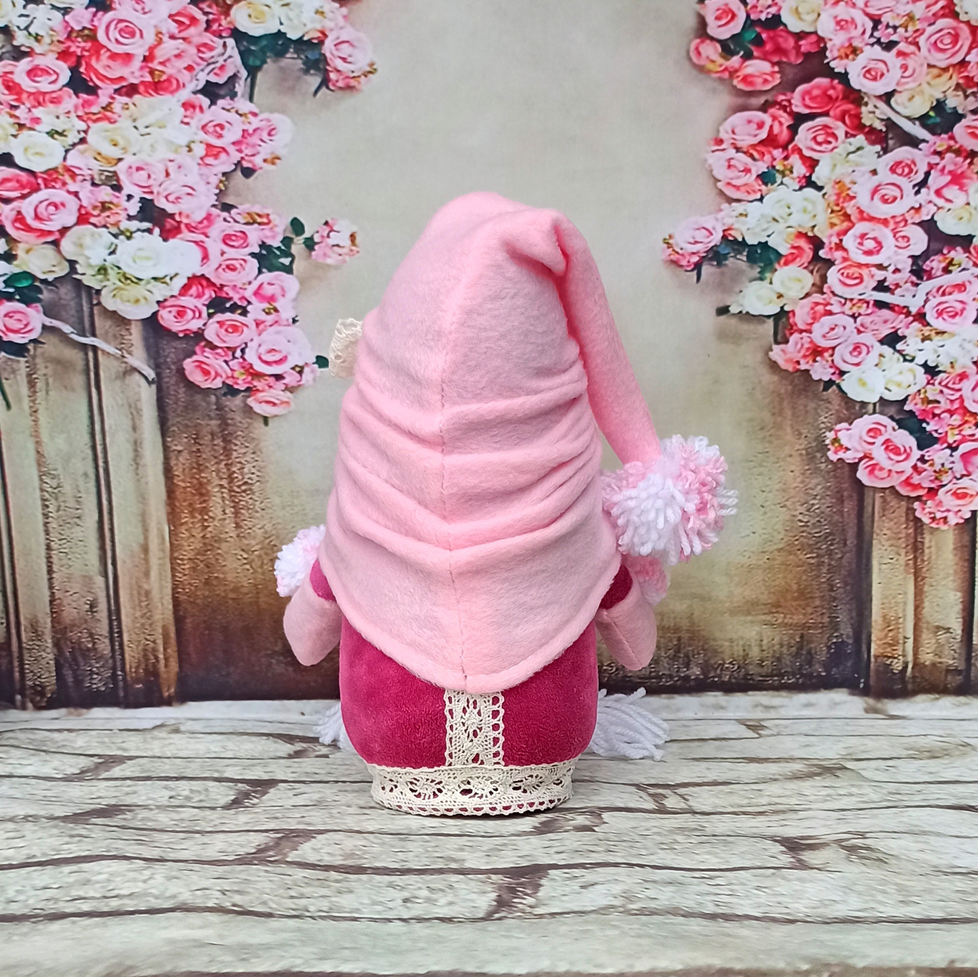 Pink Gnome Gnome Girl Pigtailed Gnome Flower Gnome Spring Gnome ...