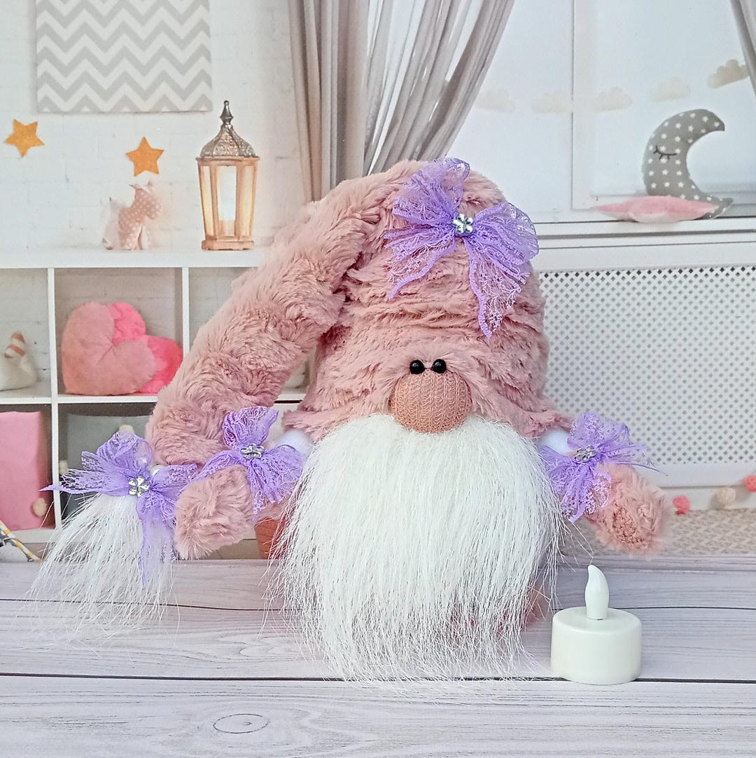 Tea Rose Gnome Pink Gnome Gnome Girl Pigtailed Gnome Flower Gnome ...