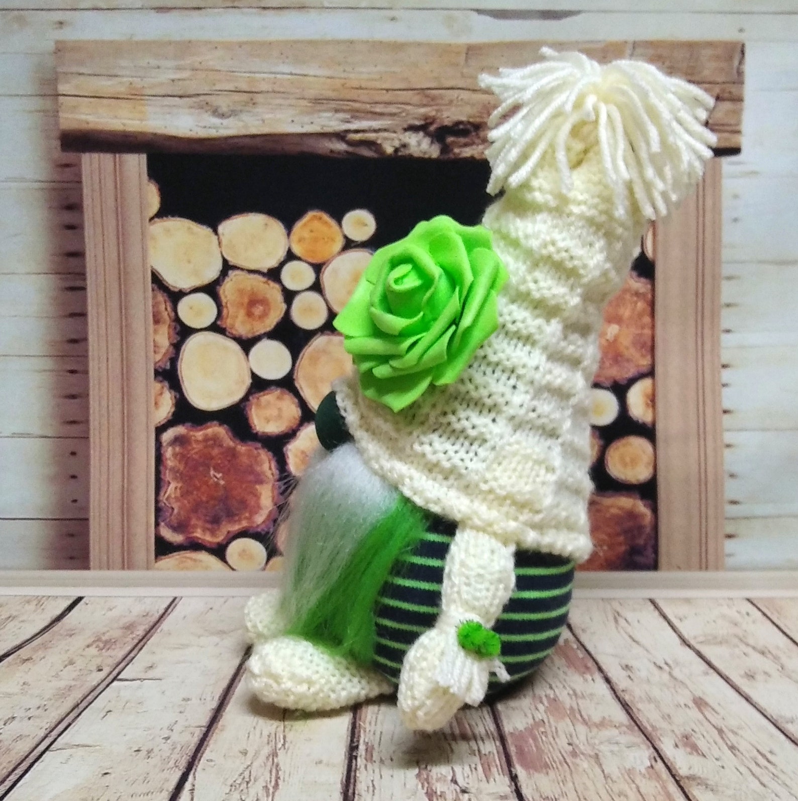 Gnomo verde hecho a mano Flor Gnome Primavera Gnome Lindo | Etsy