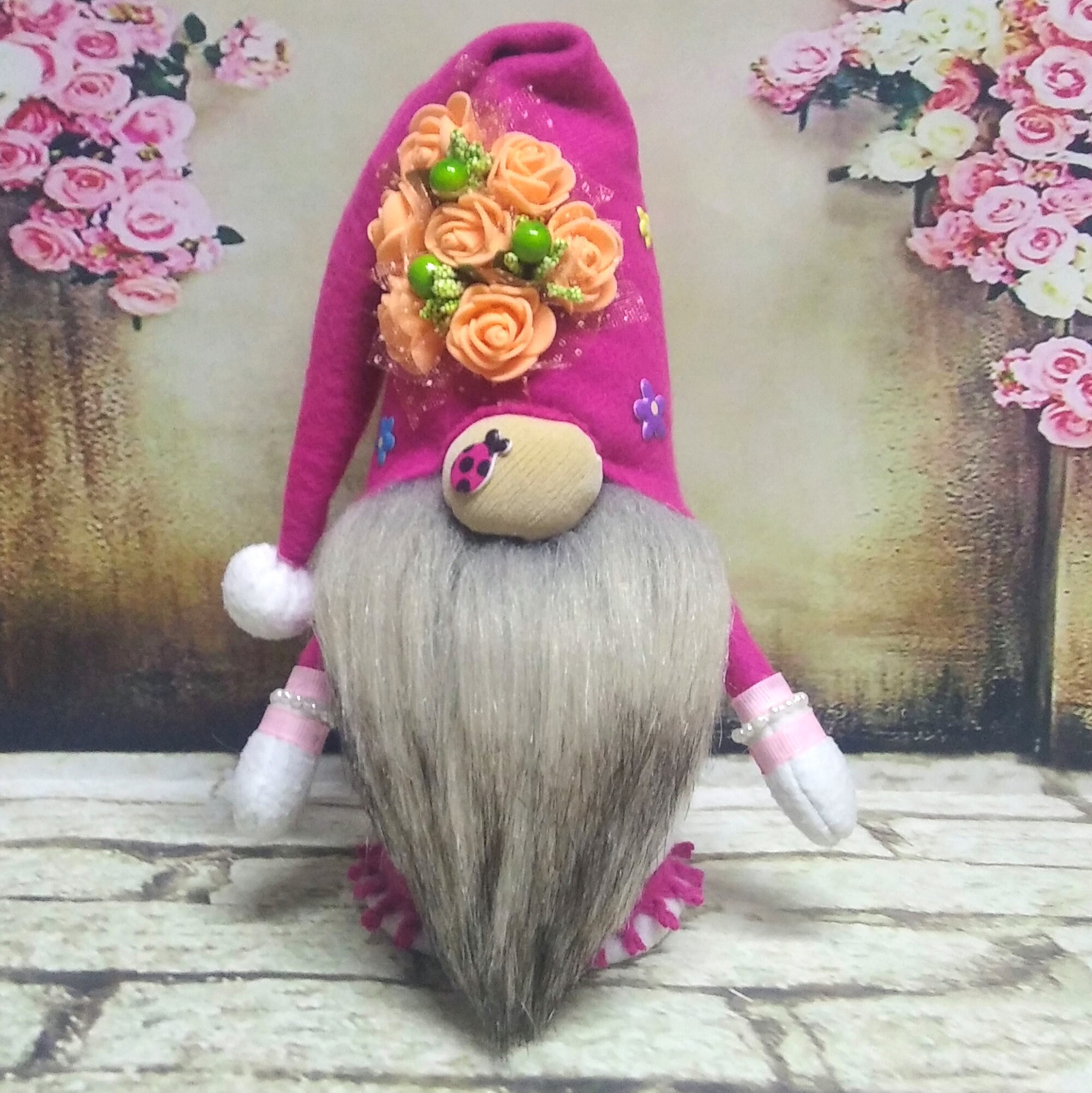 Pink gnome Spring Gnome Handmade Gnome Gnome flower Easter | Etsy