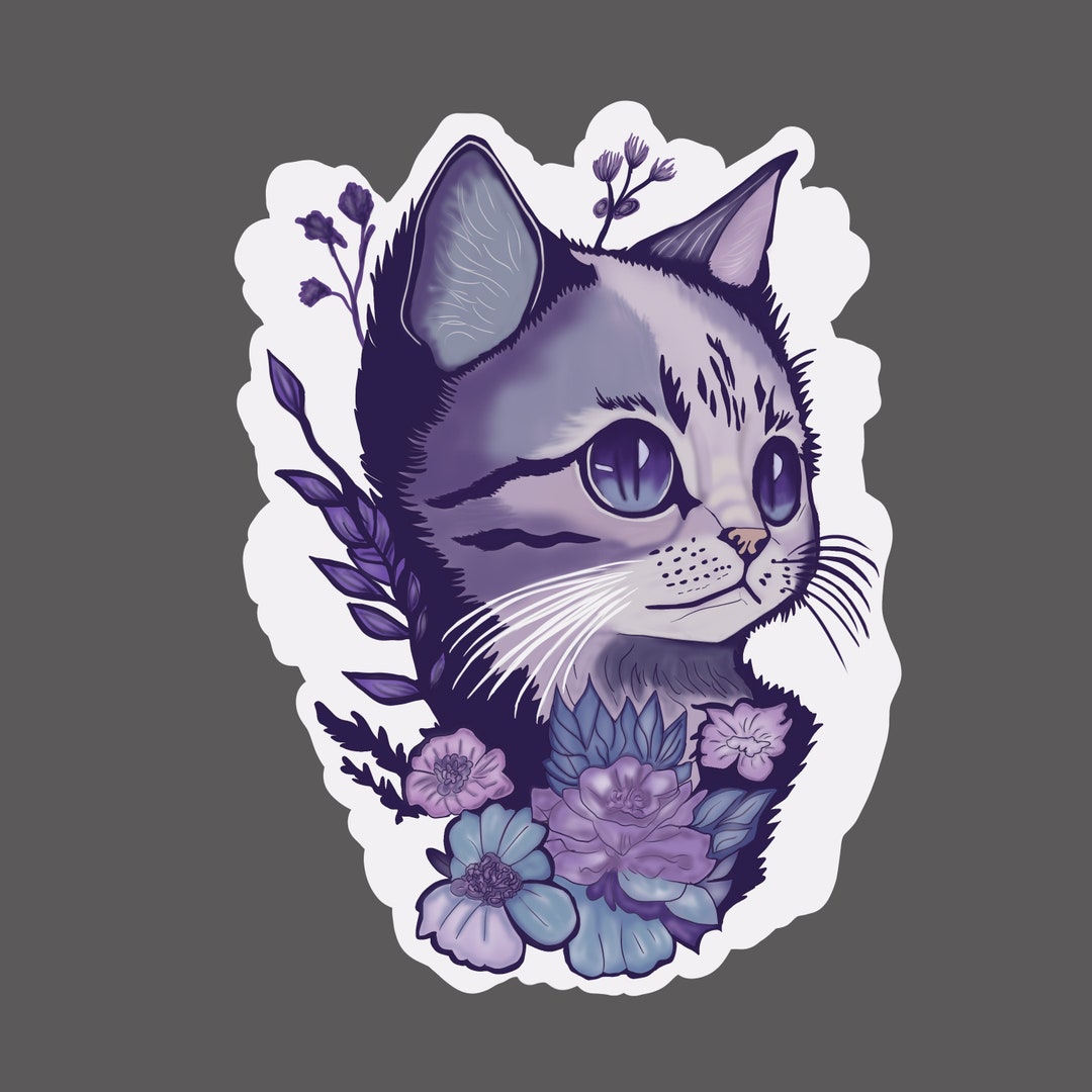 Cute Cat Print and Cut Digital PNG Sticker, Instant Download, PNG File ...