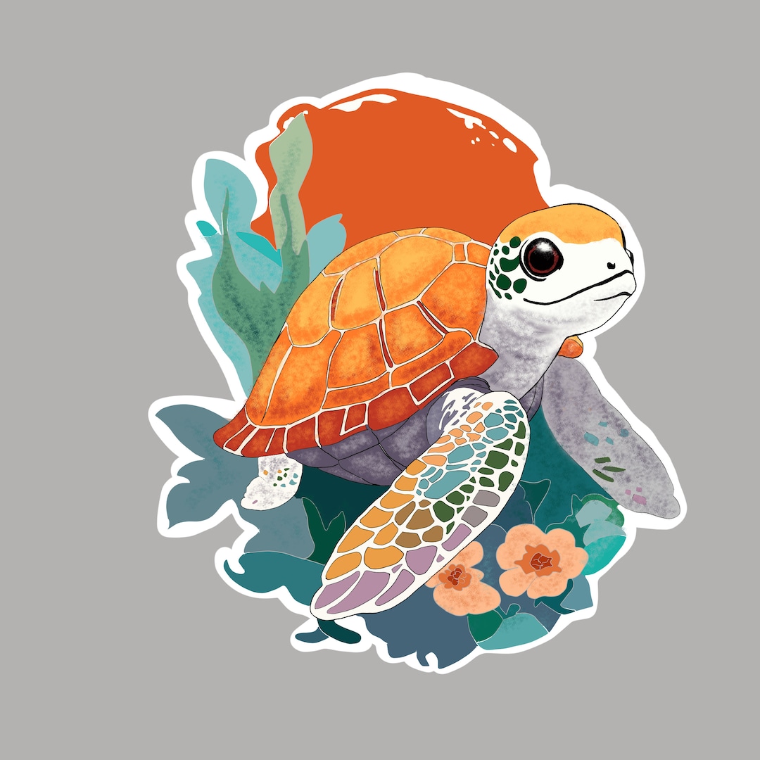 Cute Turtle Print and Cut Digital PNG Sticker, Instant Download, PNG ...