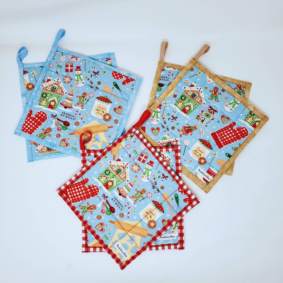 Quilted Handmade Pot Holder, Christmas Cookie Pot Holder, Gingerbread ...
