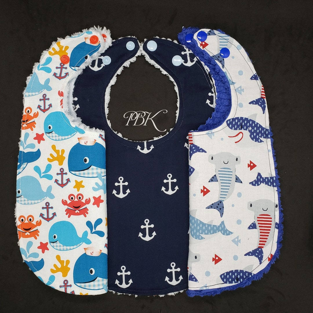 Handmade Personalized Underwater Baby Bibs, Gender Neutral Anchor Baby ...