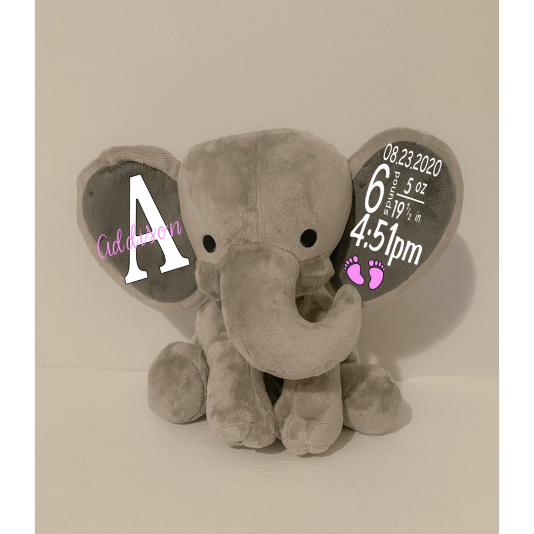 Birth Stat Elephant ; Personalized Elephant Stuffed Animal; New Baby ...