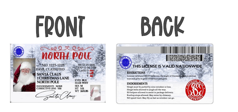 Santa ID / Santa Travel Card / Christmas Surprise for Kids - Etsy