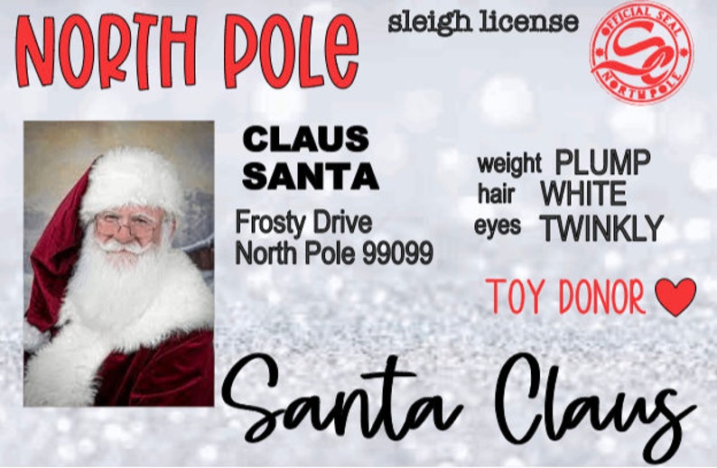 Santa ID / Santa License DIGITAL DOWNLOAD - Etsy