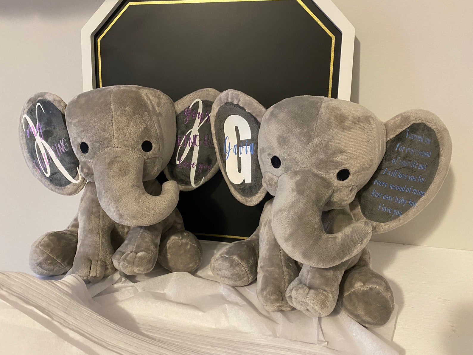 Birth Stat Elephant ; Personalized Elephant Stuffed Animal; New Baby ...