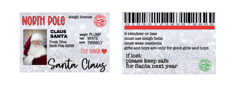 Santa ID / Santa License DIGITAL DOWNLOAD - Etsy
