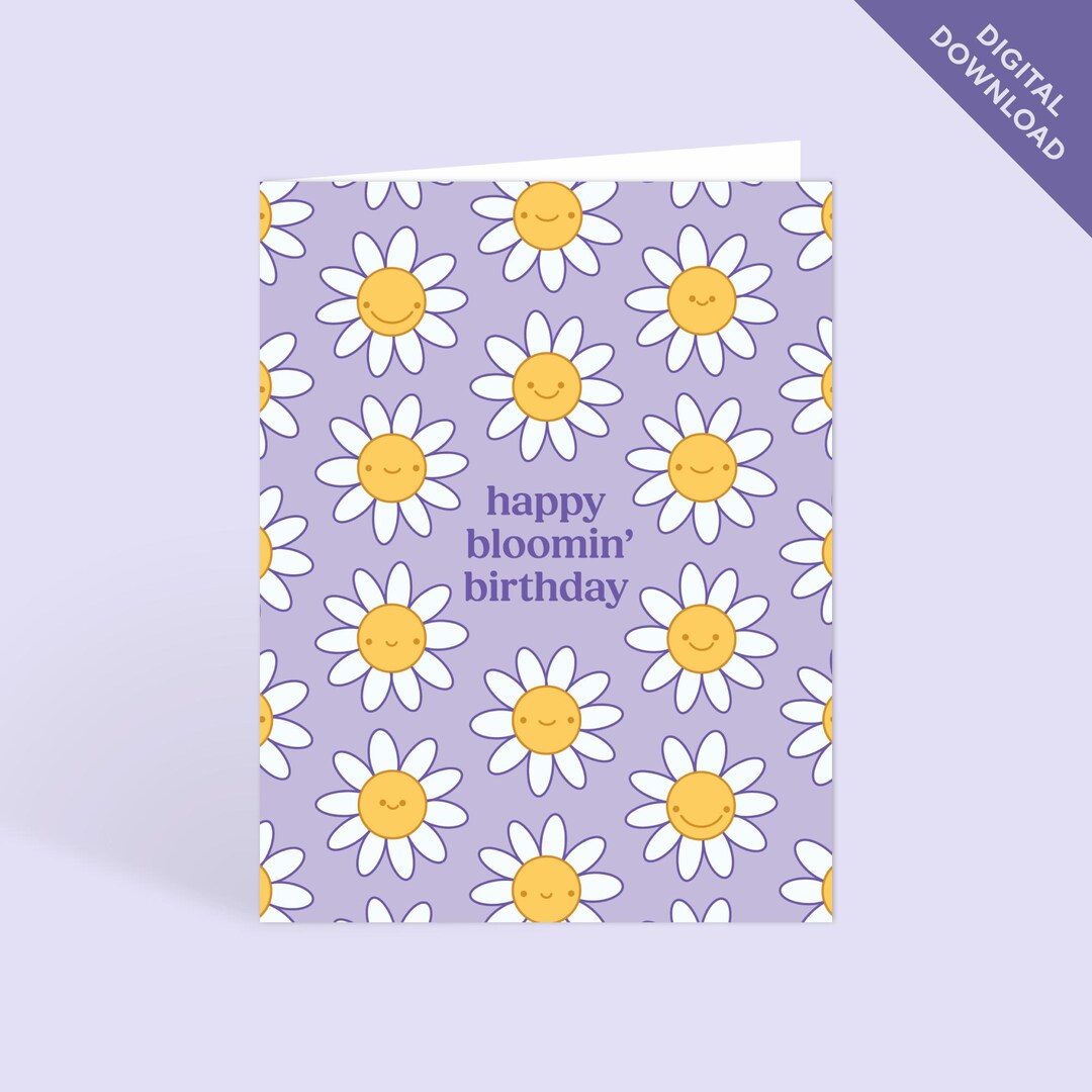 Happy Bloomin' Birthday Printable Birthday Card Cute Funny Birthday ...