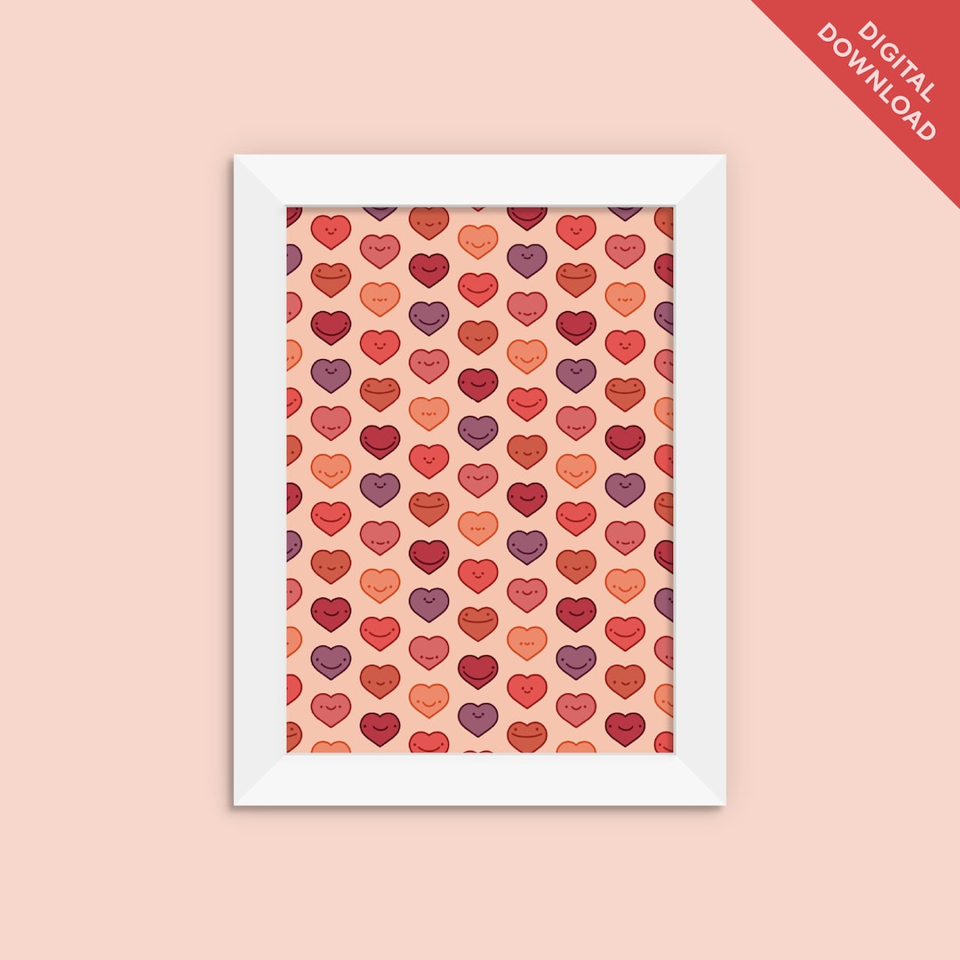 Sweethearts Printable Wall Art Print | Hearts Candy Illustration | Cute ...