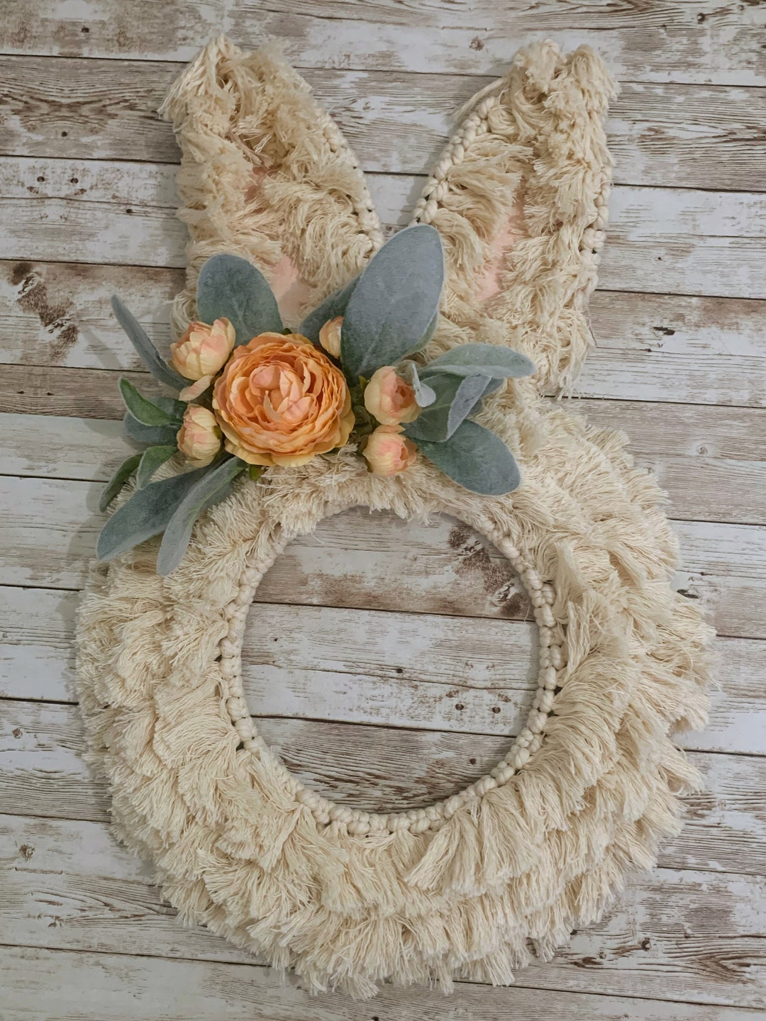 Boho Bunny Spring Easter Macrame Door Hanger Wreath, Farmhouse Macrame ...