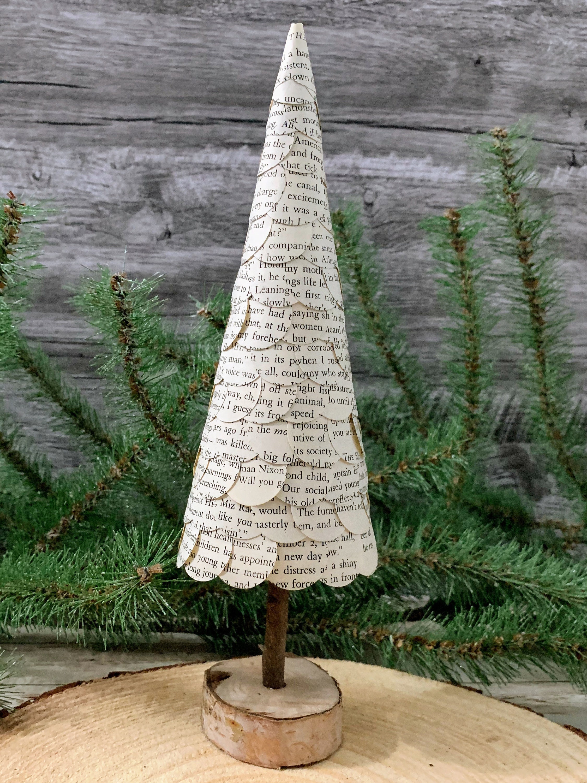 Vintage Book Page Cone Tree, Shelf Décor, Tray Décor, Mantel Decoration ...